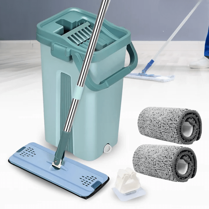 Hands-Free Wringing Microfiber Mop System with 360° Rotation ...